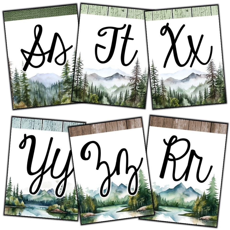 Cursive and Print Alphabet Posters for the Classroom Nature Classroom ...