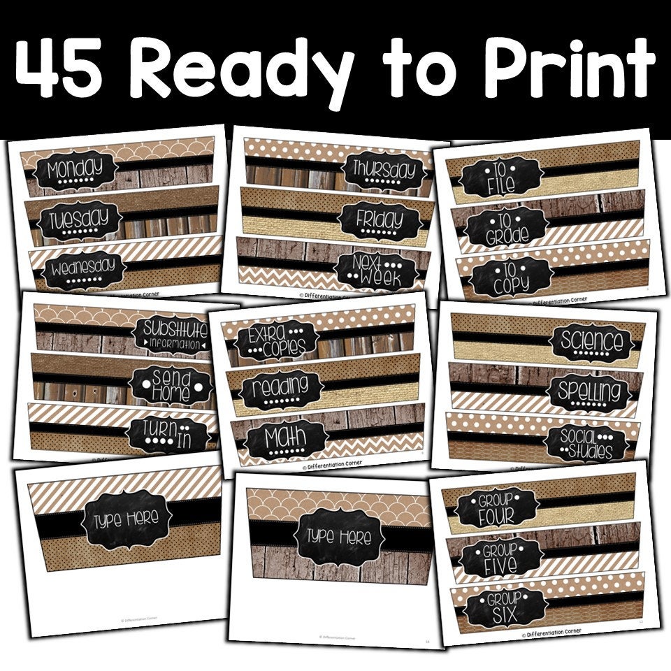 10 Drawer Cart Rolling Labels Editable Farmhouse Neutral Classroom ...