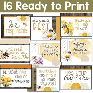 Bee Classroom Rules Posters Bee Classroom Decor Classroom Rules and ...