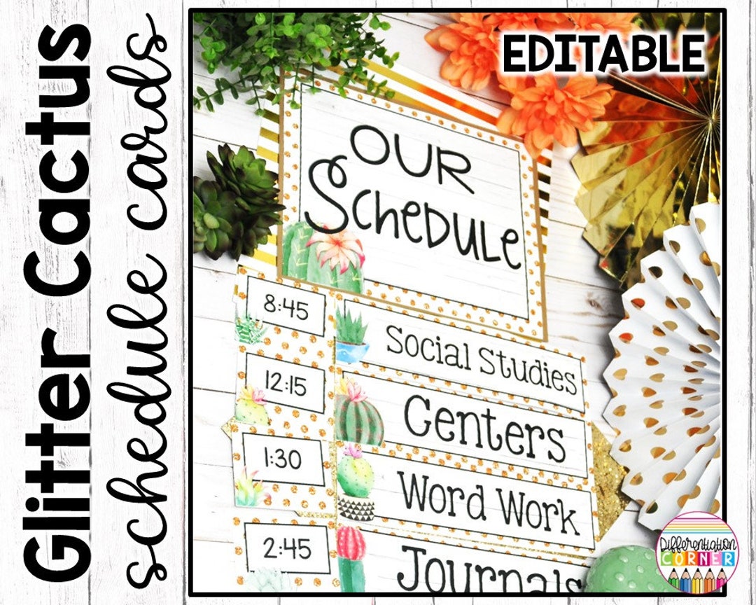Editable Cactus Succulent Daily Schedule Cards Plant Classroom Decor ...