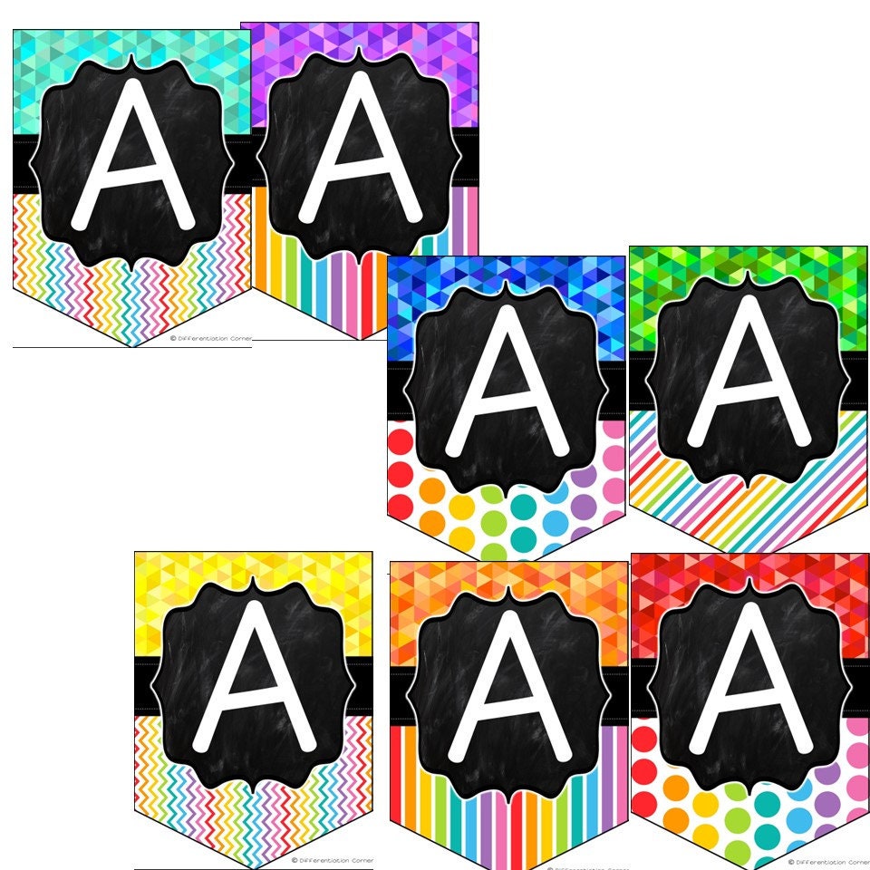 Editable Rainbow Bunting Bulletin Board Banner Letters Rainbow ...