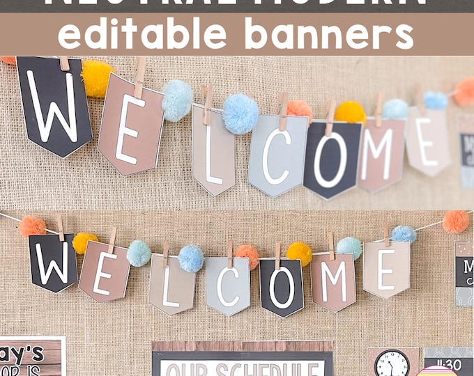 Editable Bunting & Display Banners | Modern Boho Plants Themed Decor ...