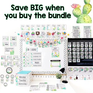 10 Drawer Cart Rolling Labels Editable Cactus Classroom Decor Succulent ...