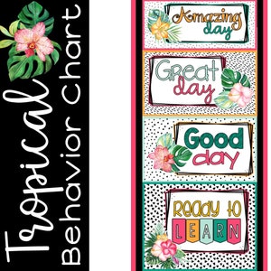 Printable Behavior Clip Chart, Tropical Classroom Decor, Editable ...
