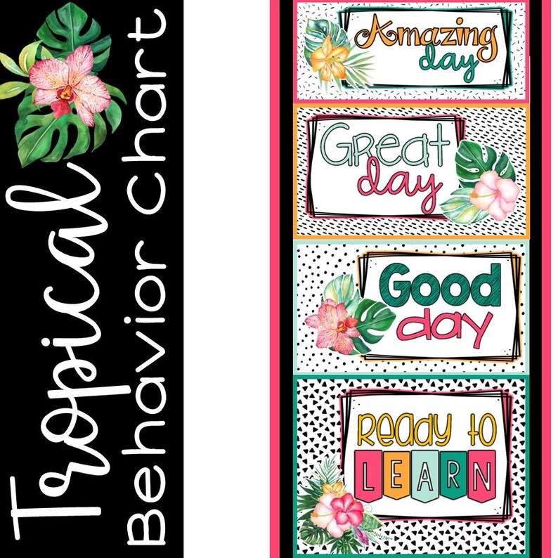 Printable Behavior Clip Chart Tropical Classroom Decor - Etsy