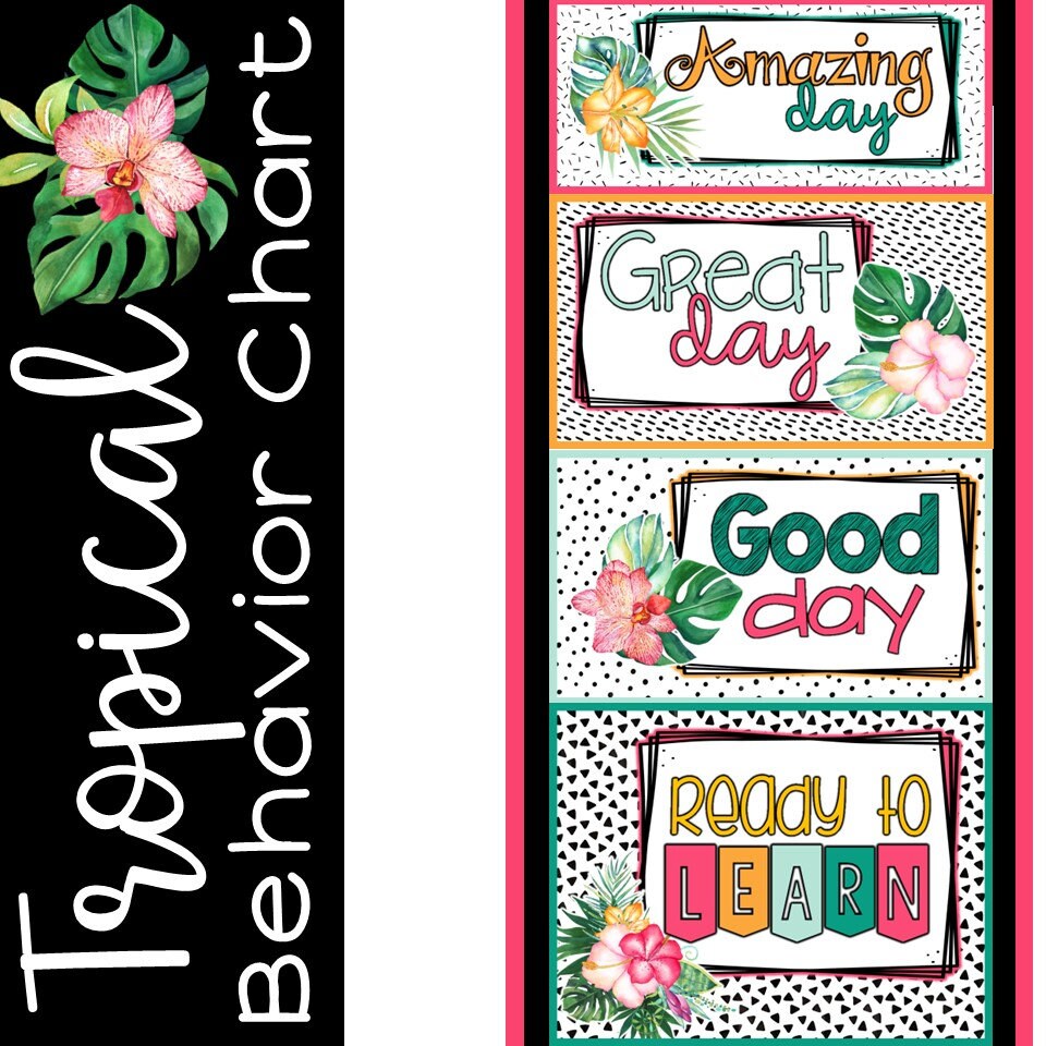 Printable Behavior Clip Chart, Tropical Classroom Decor, Editable ...