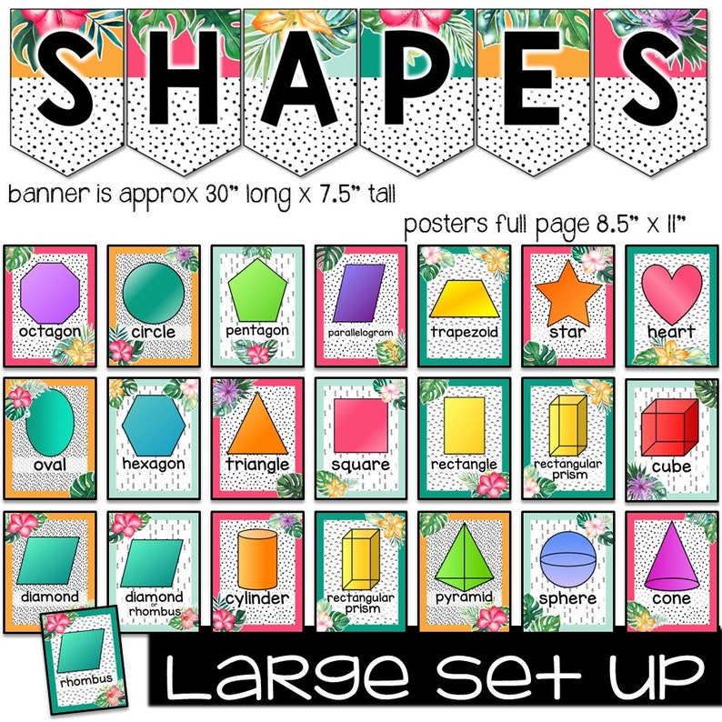 PRINTABLE Shape Posters and Charts Tropical Classroom Decor - Etsy