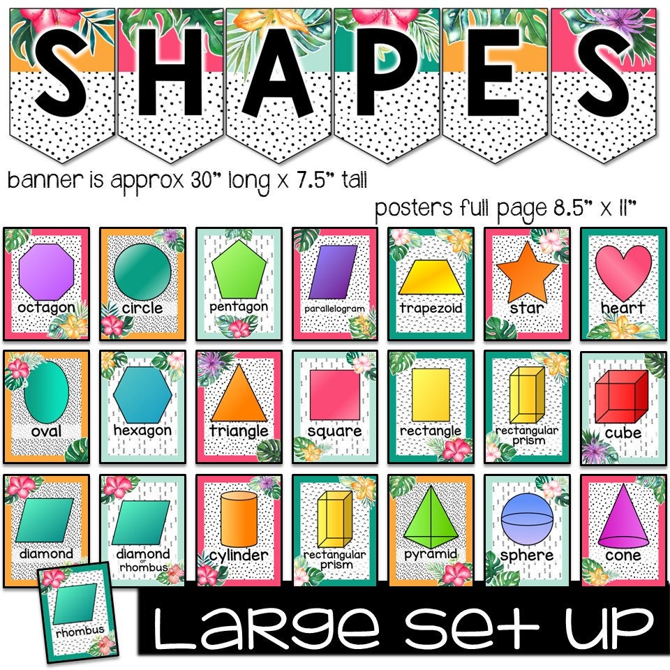 PRINTABLE Shape Posters and Charts Tropical Classroom Decor - Etsy