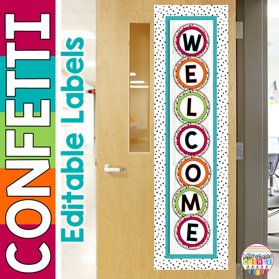 PRINTABLE Welcome Banner | Confetti Rainbow Classroom Decor | Welcome ...