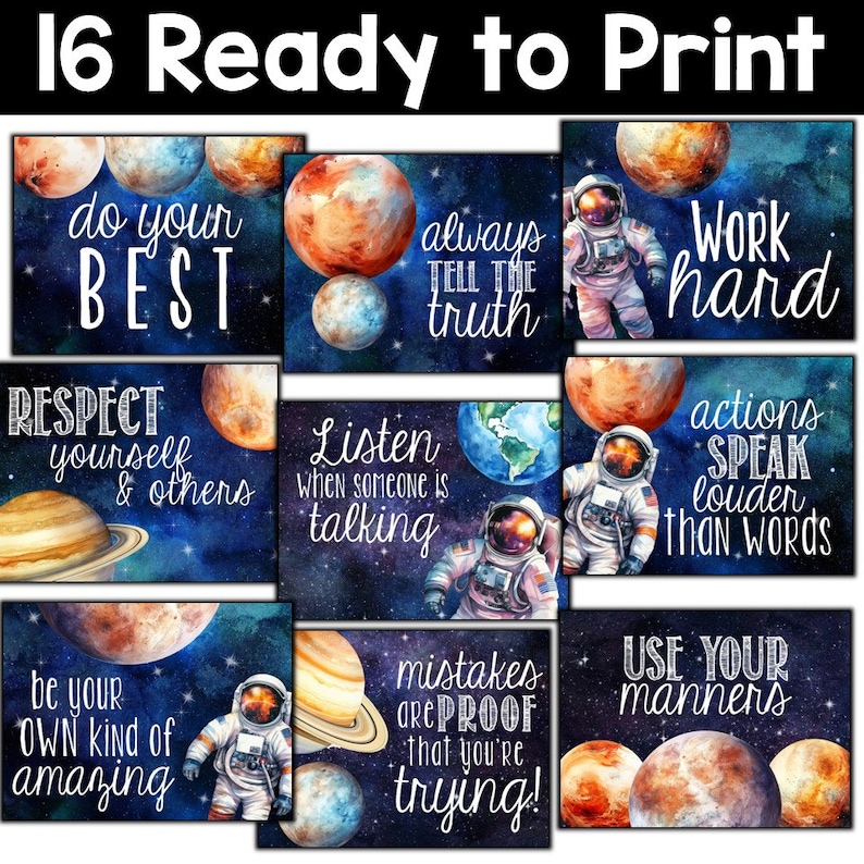 Space Classroom Rules Posters Space Classroom Decor Classroom Rules and ...