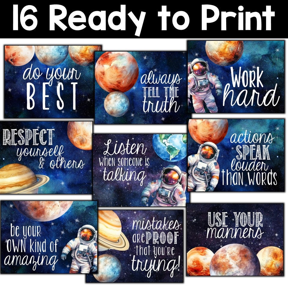 Space Classroom Rules Posters Space Classroom Decor Classroom Rules and ...