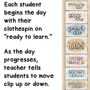 Printable Behavior Clip Chart Neutral Boho Classroom Decor Editable ...