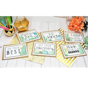 Editable Cactus Classroom Rules Posters Plant Botanical Classroom Decor ...