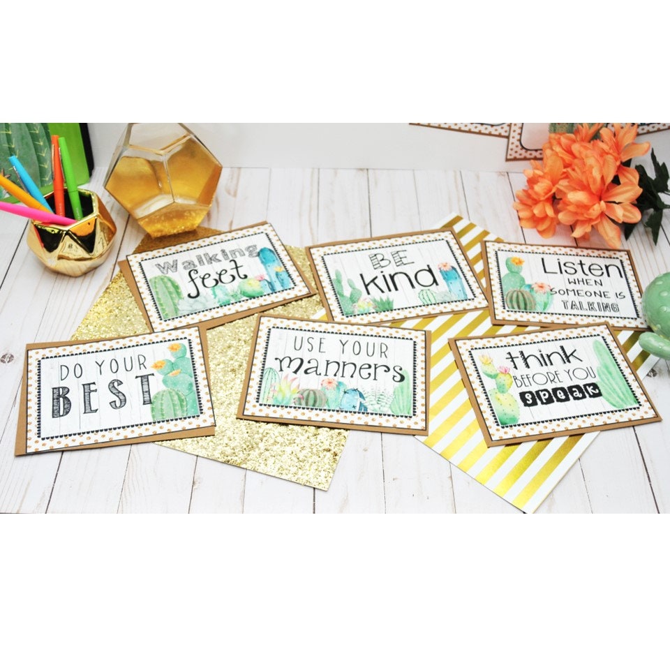 Editable Cactus Classroom Rules Posters Plant Botanical - Etsy