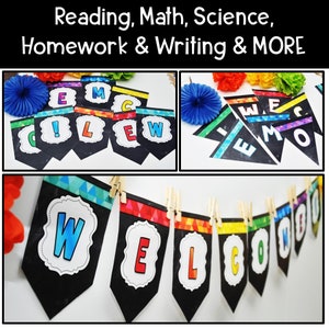 Editable Rainbow Bunting Bulletin Board Banner Letters | Rainbow ...