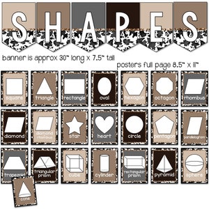 PRINTABLE Shape Posters Charts Farmhouse Cow Print Classroom Decor 2D ...