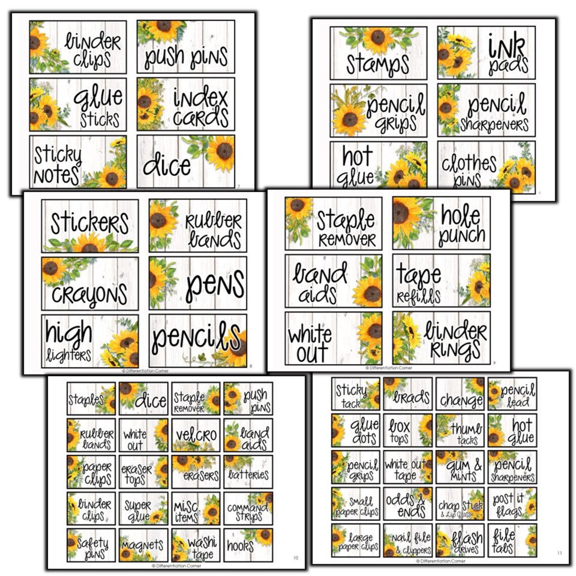 Teacher Tool Box Labels Sunflower Modern Farmhouse Teacher - Etsy