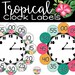 PRINTABLE Tropical Clock Label Numbers in 5 Minute Intervals Tropical ...