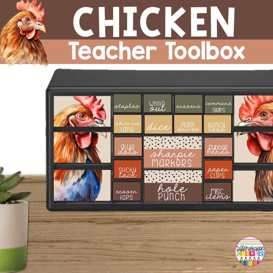 Chicken Farm Teacher Tool Box Labels Farmhouse Classroom Decor Teacher ...