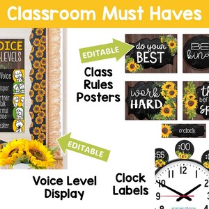 Bright Sunflower Classroom Decor Bundle | Printable Classroom Bulletin ...