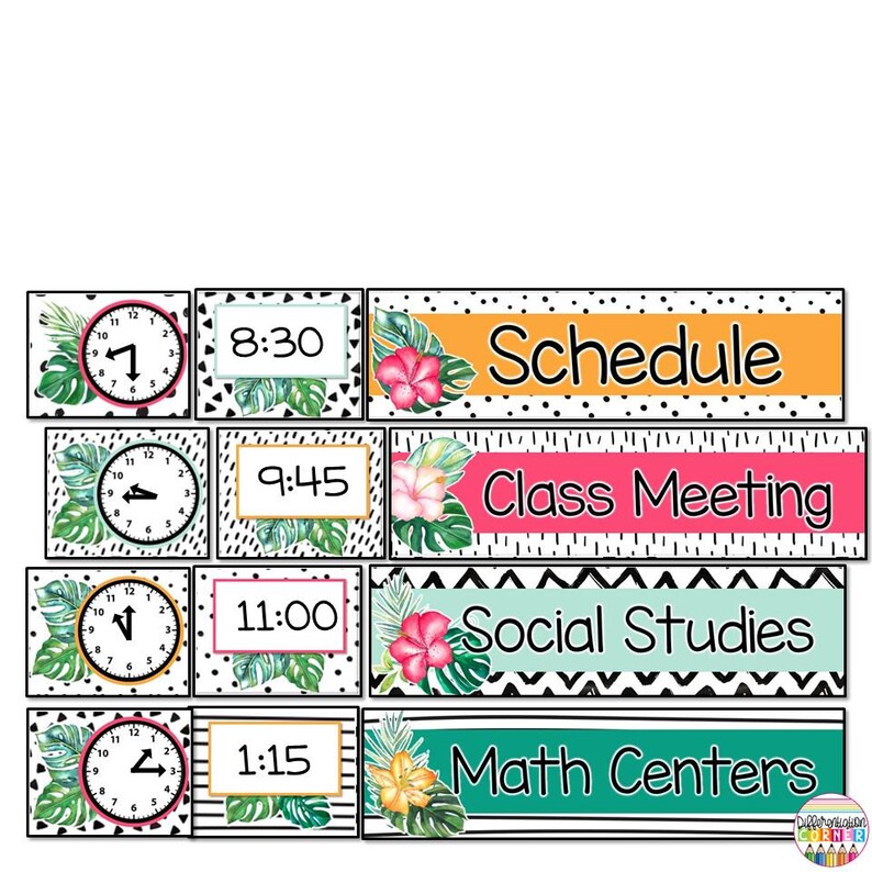 Editable Daily Schedule Cards Tropical Classroom Decor Printable ...