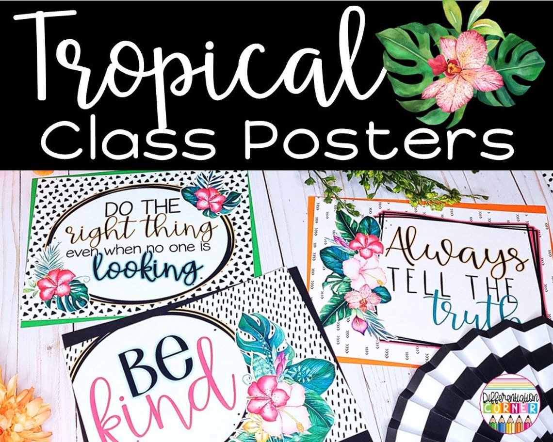 Editable Tropical Classroom Rules Posters Tropical Classroom Decor ...