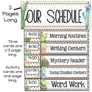 Editable Cactus Succulent Daily Schedule Cards Plant Classroom Decor ...