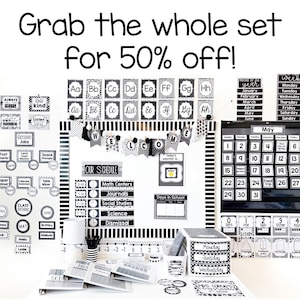 Editable Binder Covers and Spines Black and White Classroom Decor Black ...