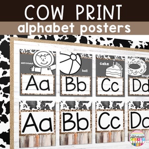 Cursive Alphabet Posters for the Classroom | Cow Print Farmhouse ...