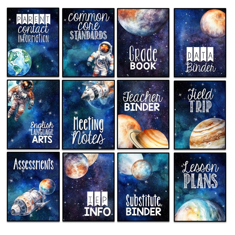 Editable Space Binder Covers and Spines Space Classroom Decor Space ...