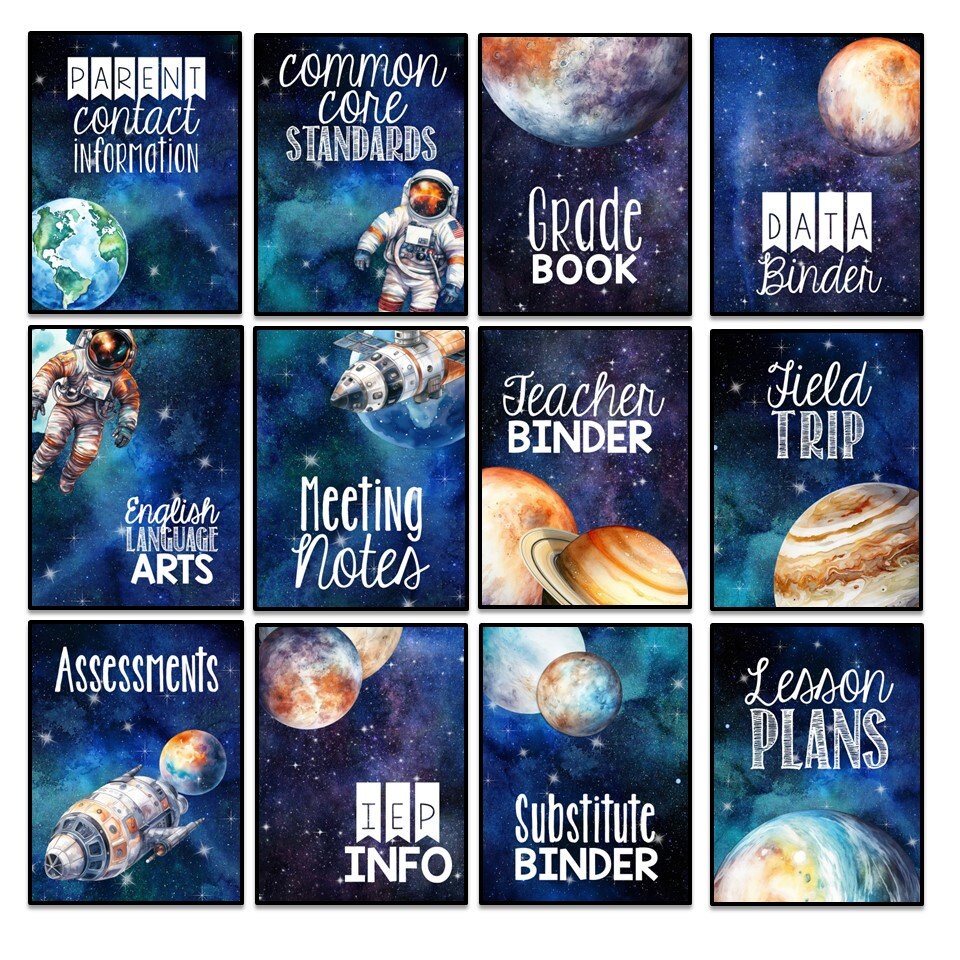 Editable Space Binder Covers and Spines Space Classroom Decor Space ...