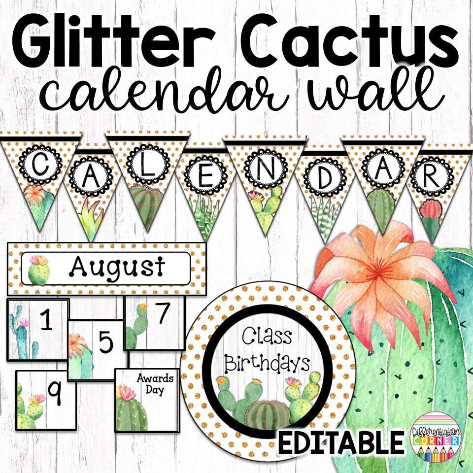 Cactus Succulent Classroom Calendar & Weather Display Set Cactus ...