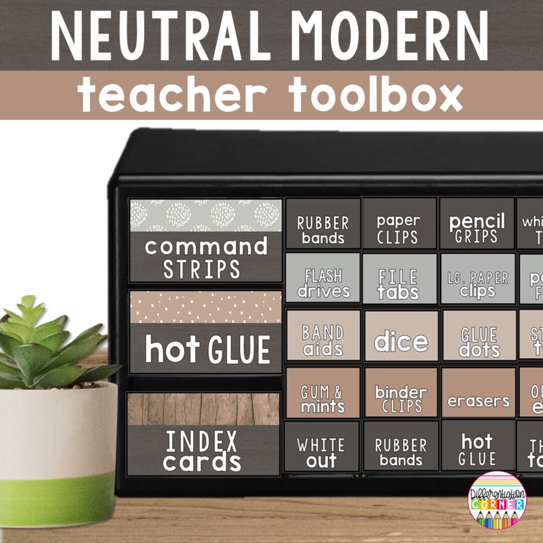 Neutral Teacher Tool Box Labels, Neutral Boho Classroom Decor Teacher ...