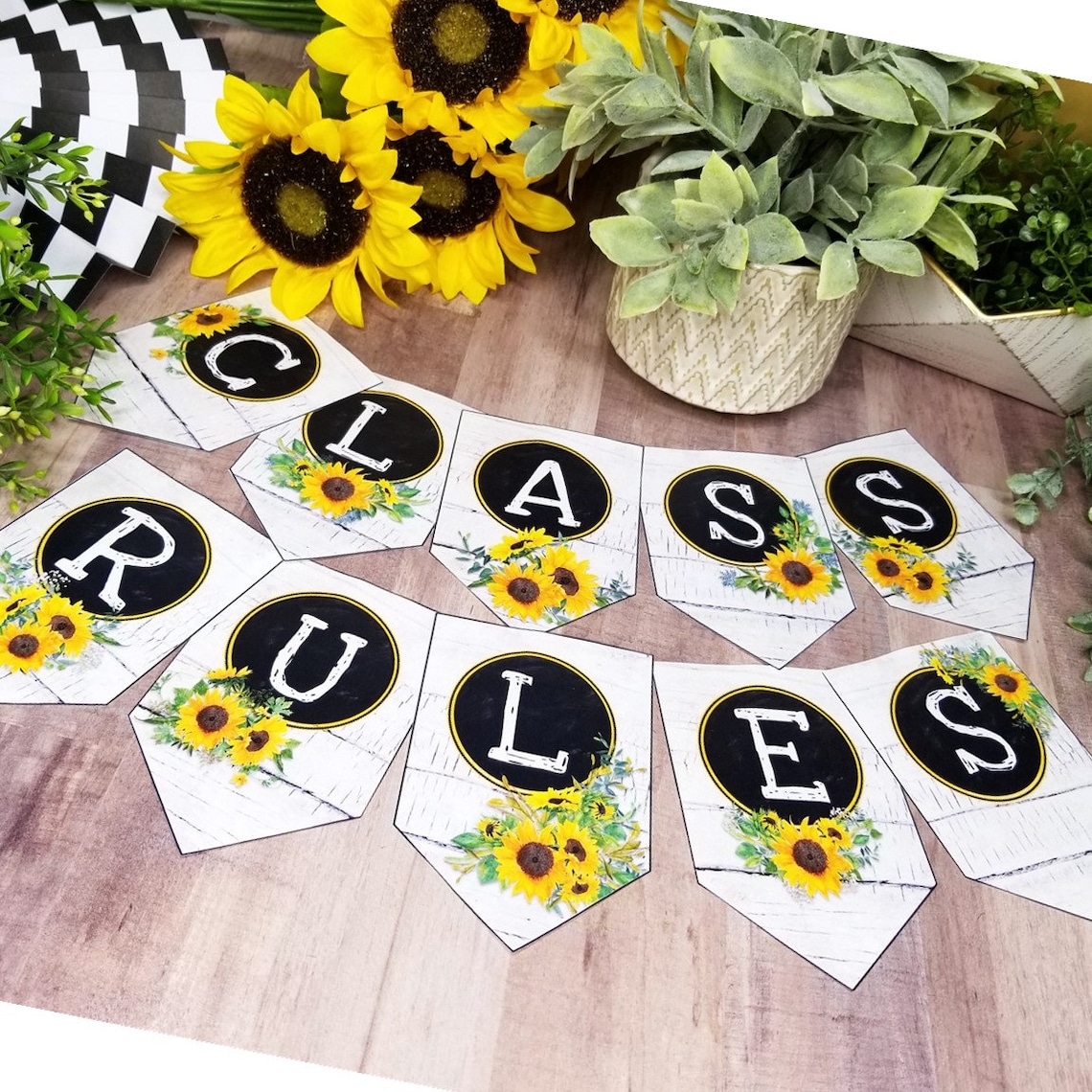 Editable Classroom Rules Posters Sunflower Farmhouse Classroom Decor ...