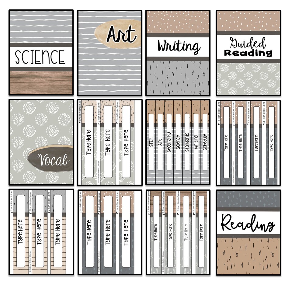 Editable Binder Covers and Spines Neutral Boho Classroom Decor ...