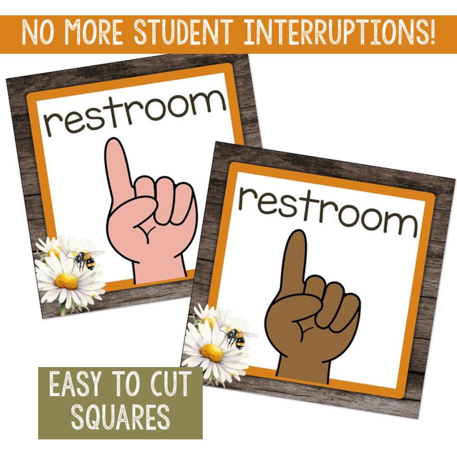 Classroom Hand Signal Posters, Bee Classroom Decor, Editable Hand ...