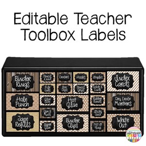 Farmhouse Neutral Teacher Tool Box Labels, Farmhouse Neutral Classroom ...