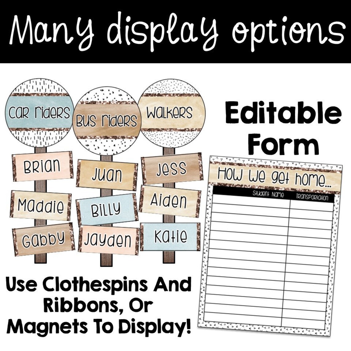 Neutral How We Go Home Dismissal Chart Template Neutral Boho Classroom ...