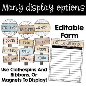 Neutral How We Go Home Dismissal Chart Template Neutral Boho Classroom ...