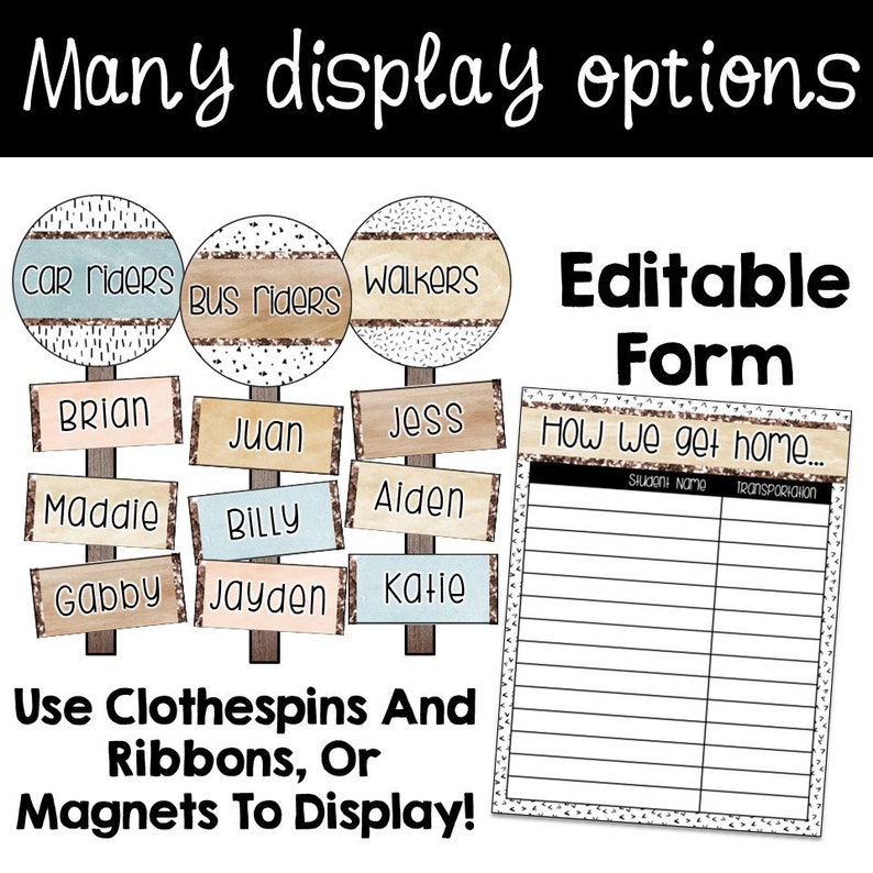 Neutral How We Go Home Dismissal Chart Template Neutral Boho Classroom ...