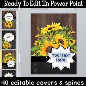 Editable Binder Covers and Spines Sunflower Farmhouse Classroom Decor ...