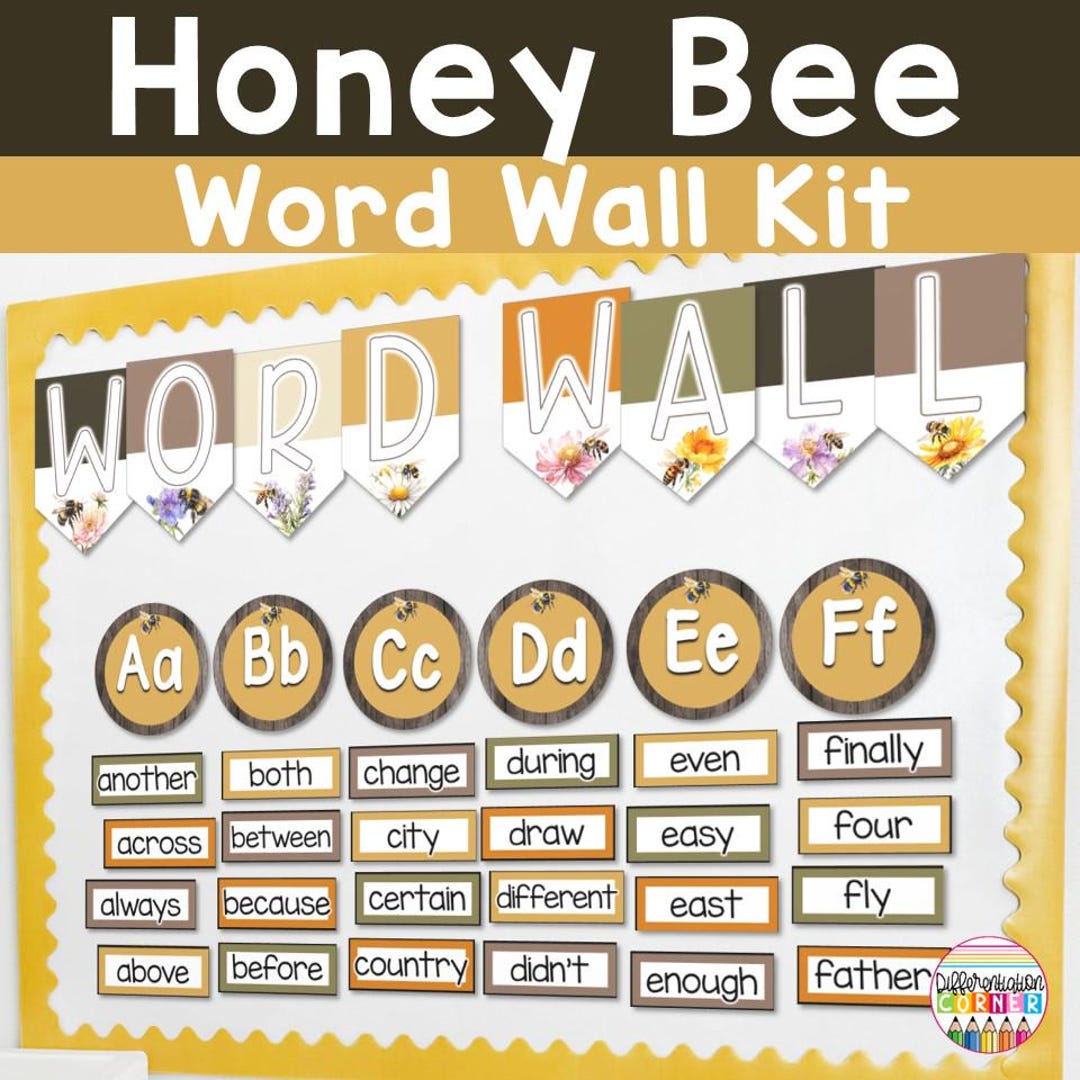 Classroom Word Wall Display Editable Bee Theme Classroom Decor Word ...