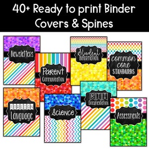 Editable Binder Covers and Spines | Rainbow Classroom Decor | Printable ...
