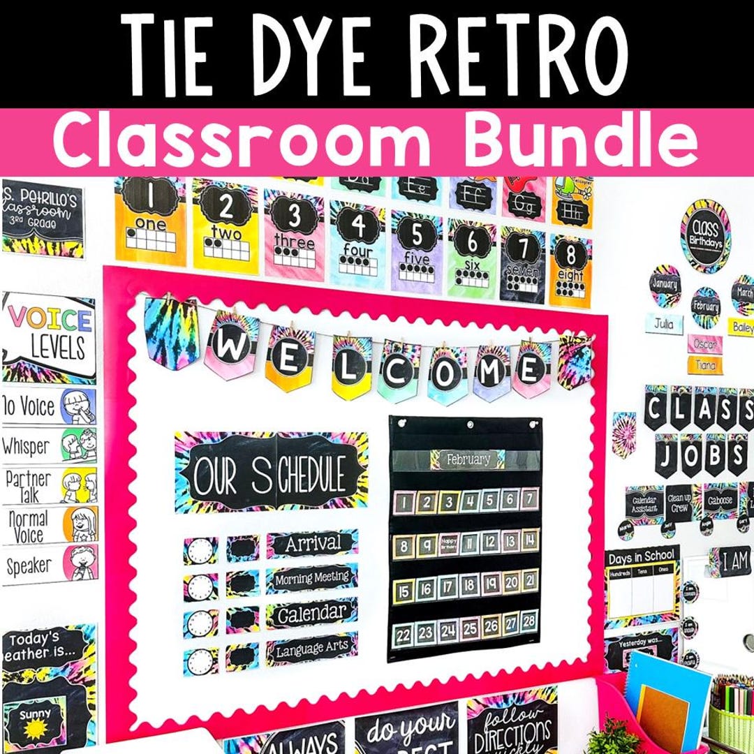 Tie Dye Retro Classroom Decor Bundle Classroom Groovy Classroom ...