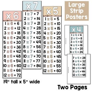 Multiplication Poster Times Tables Posters Skip Counting Display Boho ...