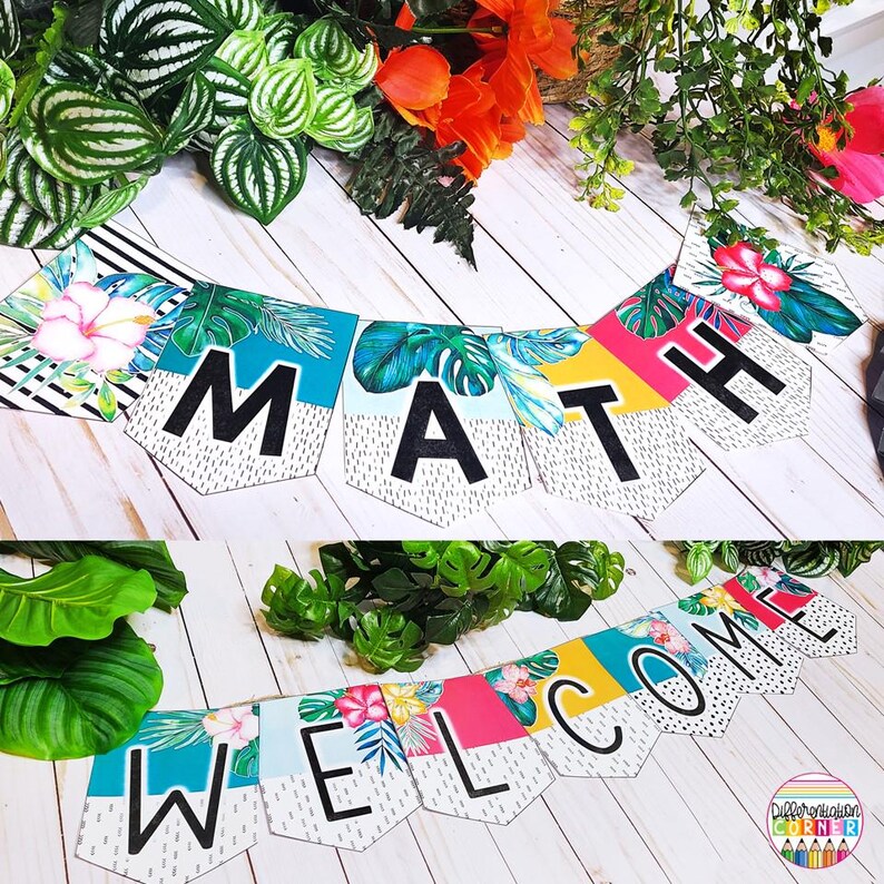 Editable Tropical Bunting Bulletin Board Banner Letters | Tropical ...