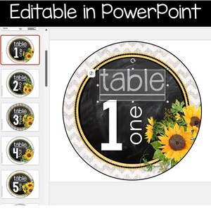 PRINTABLE Table Numbers | Sunflower Farmhouse Classroom Decor Classroom ...
