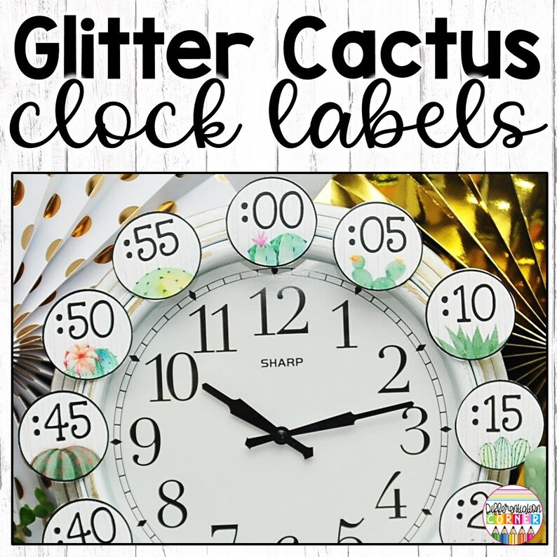 PRINTABLE Cactus Clock Label Numbers in 5 Minute Intervals | Cactus ...