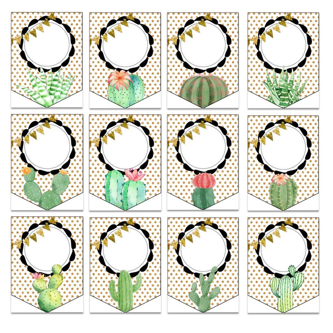 Editable Bunting Bulletin Board Welcome Banner Letters Cactus and ...