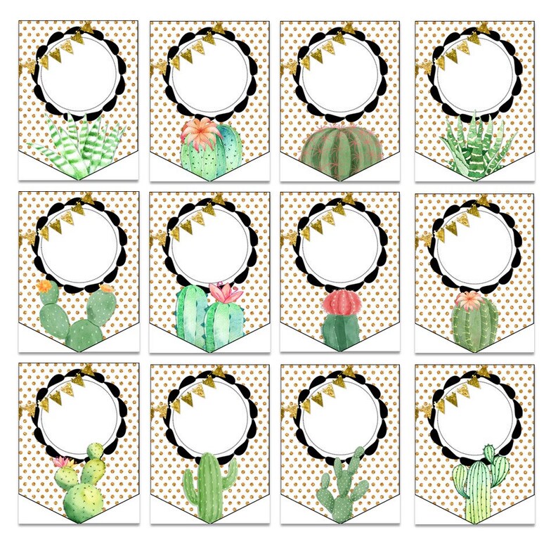 Editable Bunting Bulletin Board Welcome Banner Letters Cactus and ...